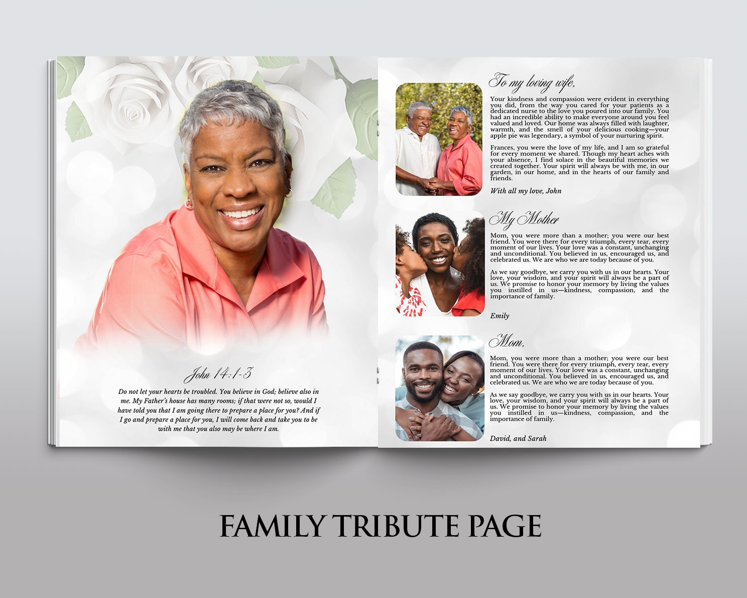 Obituary, Memorial Program Template, 8.5"x11" BOOKLET 8 Pages, Clean ...