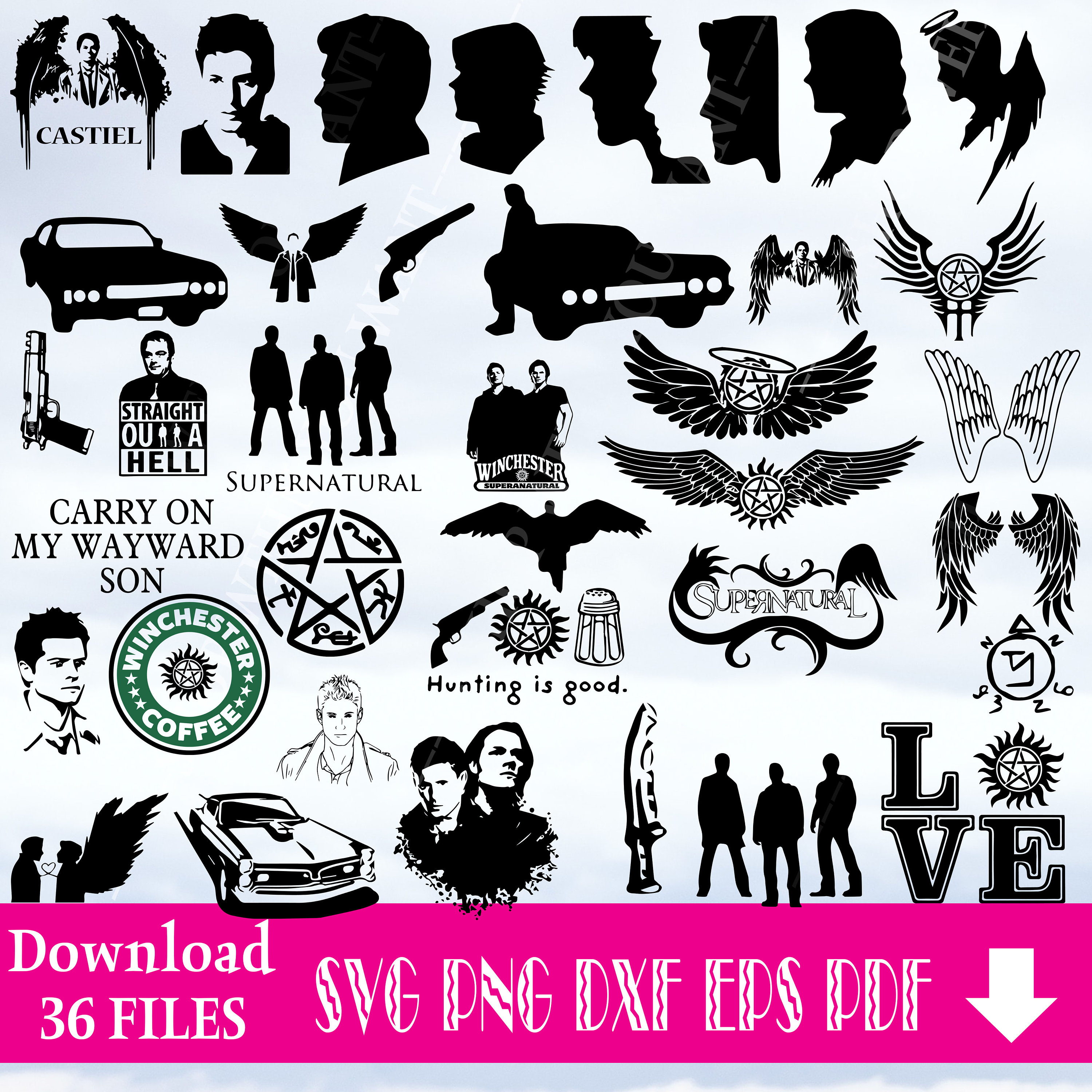 Supernatural Svg Supernatural Silhouette Winchester Svg - Etsy UK