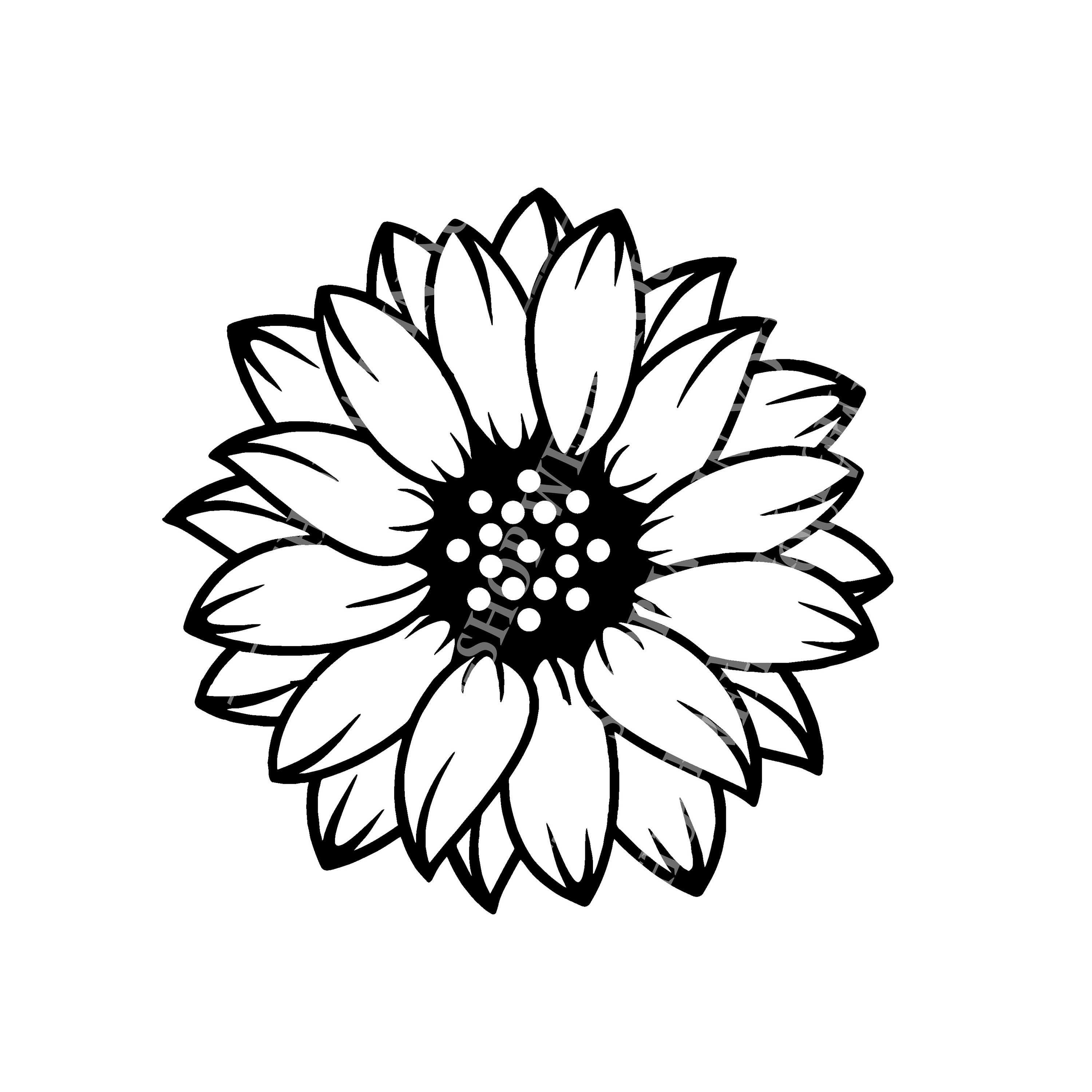 Sunflower Svg Floral Svg Flower Svg Sunflower Template Etsy