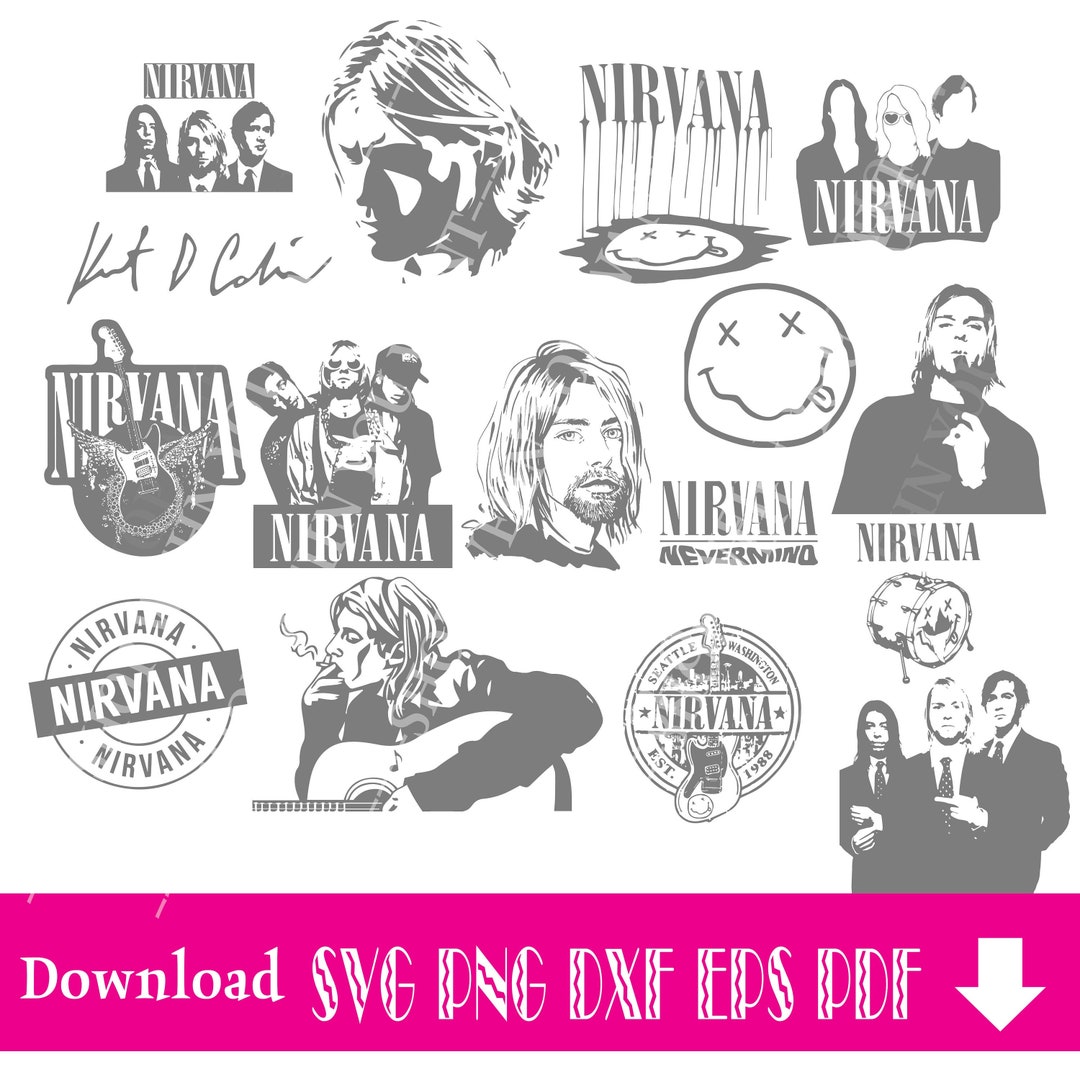 Nirvana SVG Bundle Clipart Kurt Cobain, Smiley Gesicht, SVG-Dateien für ...
