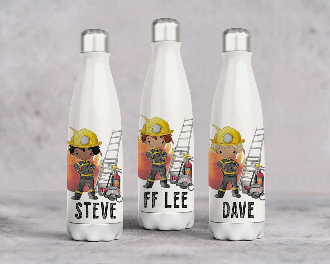 Personalized Fireman Water Bottle, Insulated Stainless Steel - Etsy UK