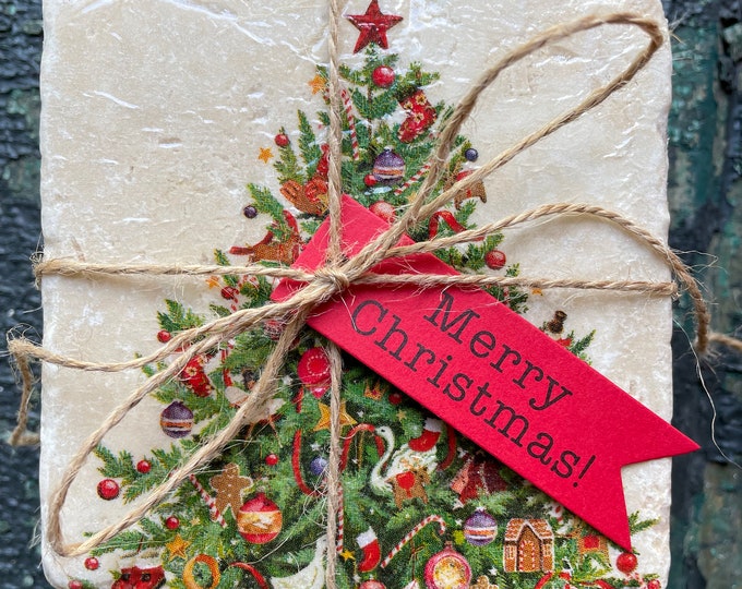 Christmas Tree Coasters / Christmas Coasters / Stone Coasters ...