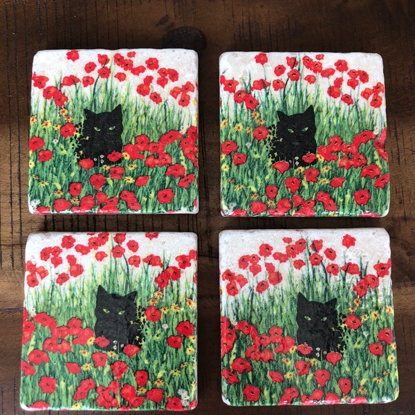 Cat Stone Coasters - Etsy