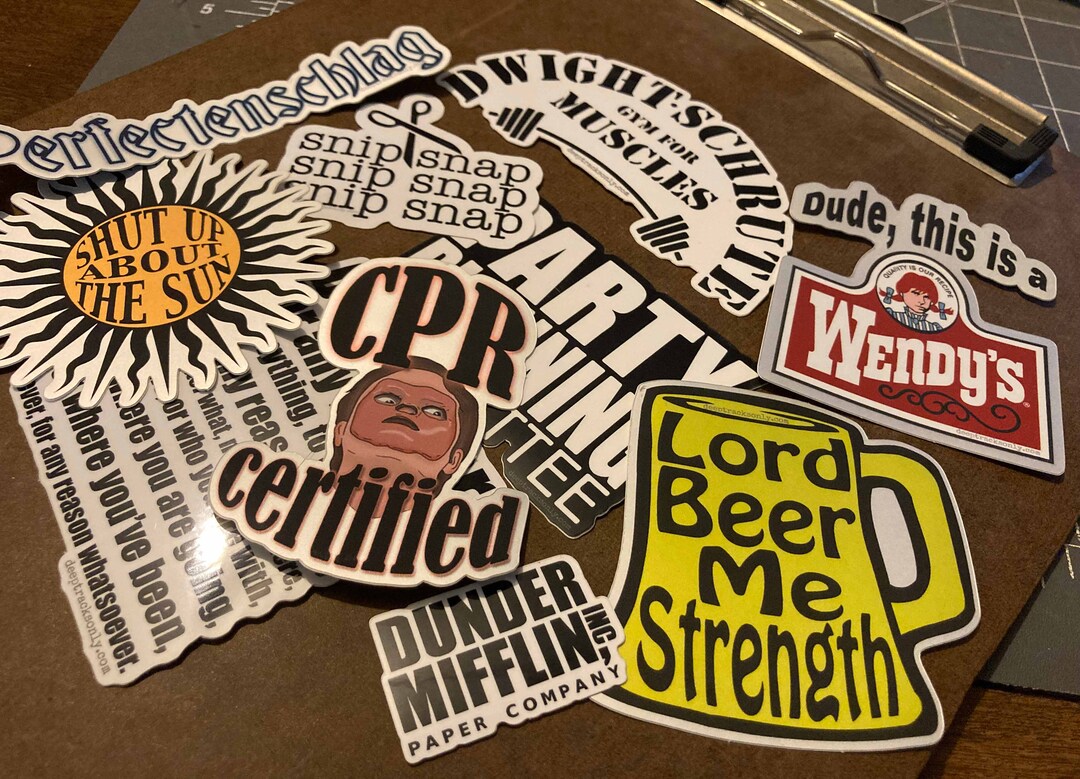 The Office Vinyl Sticker Set of 10, Dunder Mifflin, CPR, Dwight Schrute ...