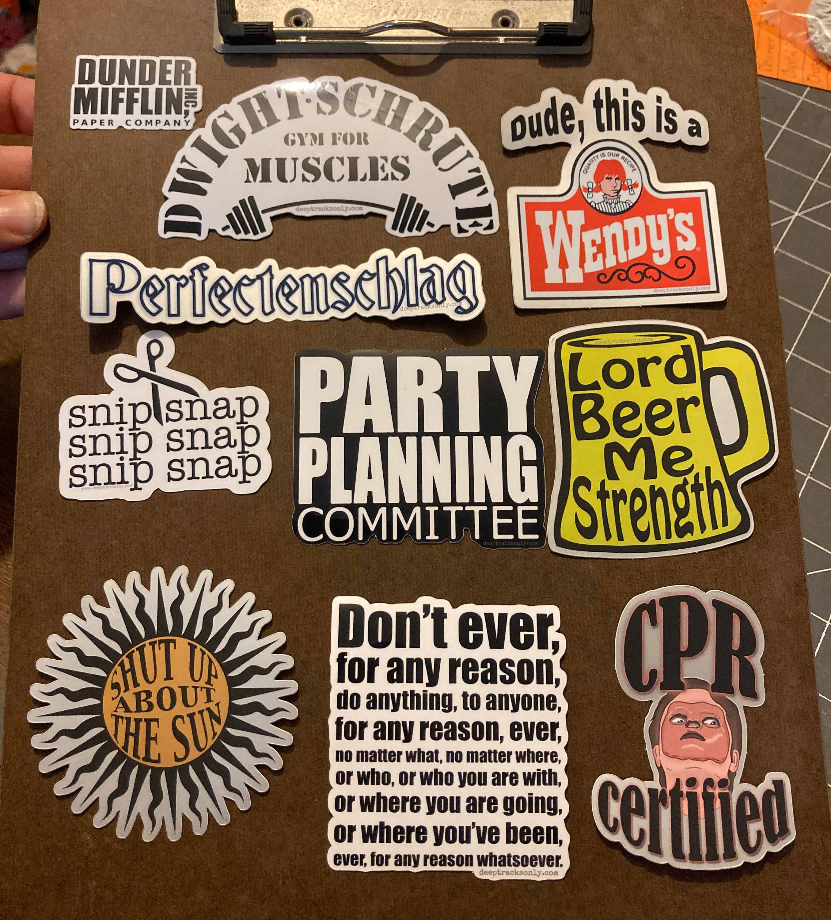 The Office Vinyl Sticker Set of 10, Dunder Mifflin, CPR, Dwight Schrute ...