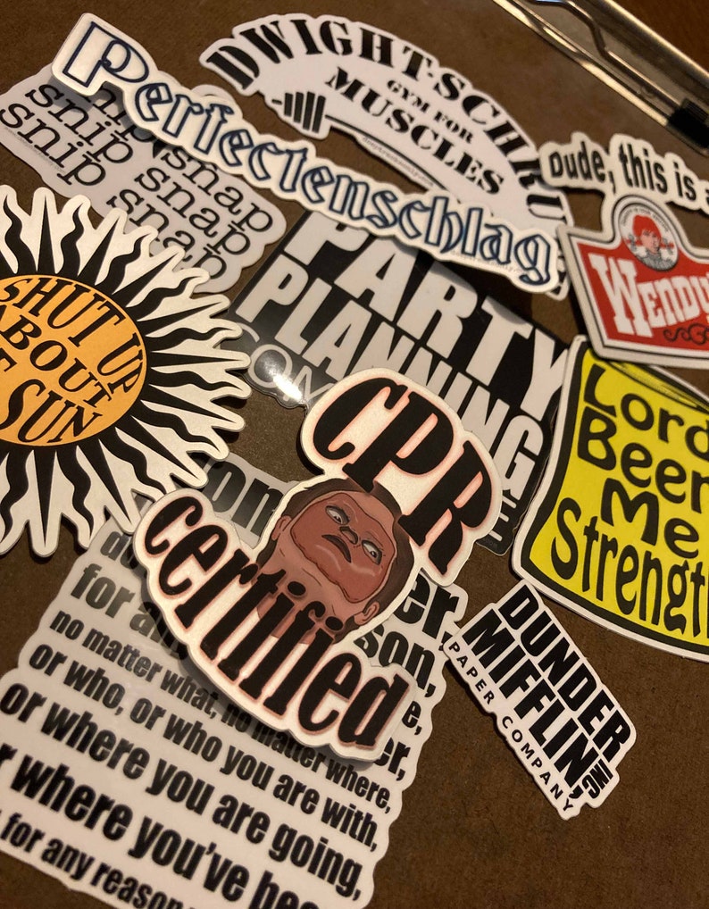 The Office Vinyl Sticker Set of 10 Dunder Mifflin CPR - Etsy