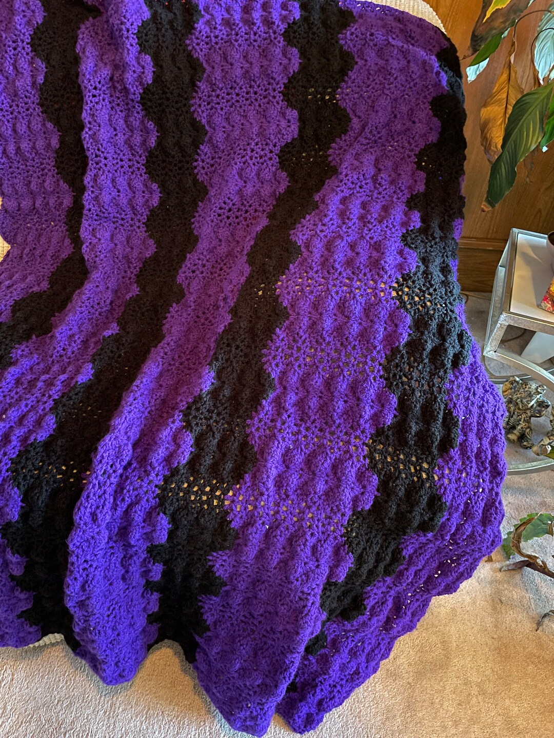 Purple and Black 48x51 Afghan - Etsy