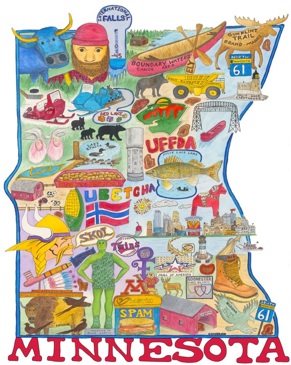 Minnesota Collage Poster | Etsy