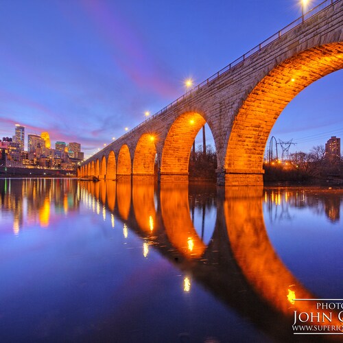 Minneapolis MN Skyline From Stone Arch Fine Art Print - Etsy