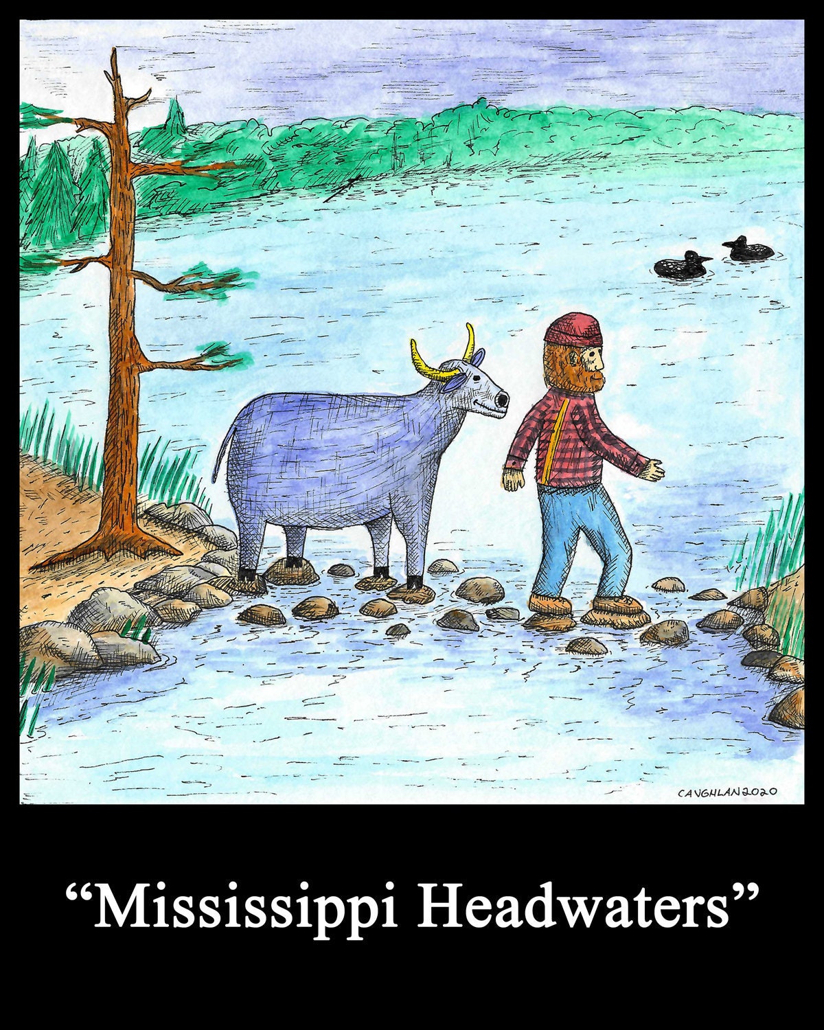Paul Bunyan & Babe the Blue Ox Cross the mississippi - Etsy