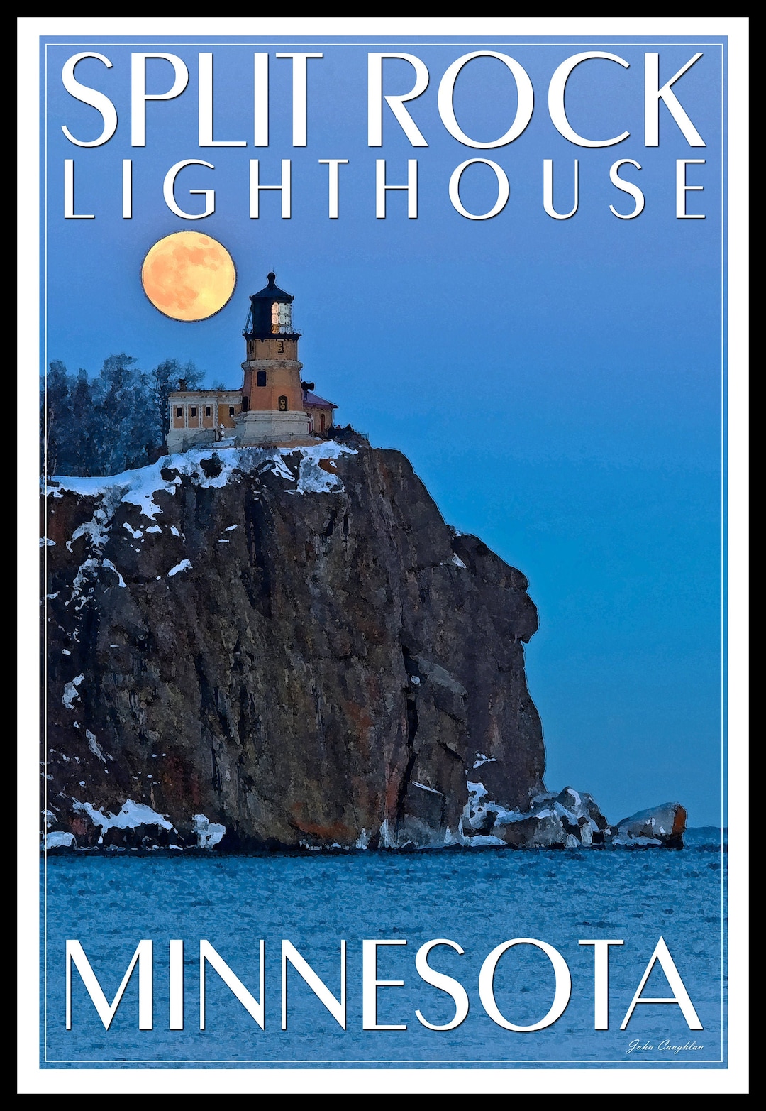 Split Rock Lighthouse, Full Moon, Minnesota Poster - Etsy