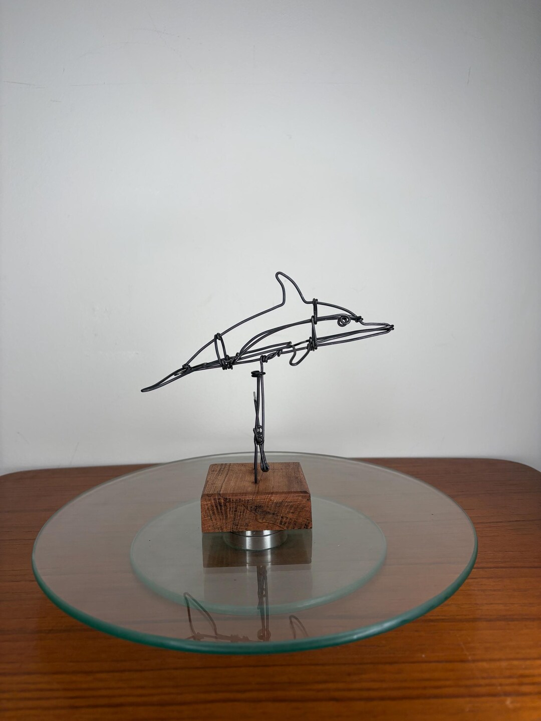 Whimsical Dolphin Kinetic Sculpture – Hand-tied Steel Wire, Crank ...