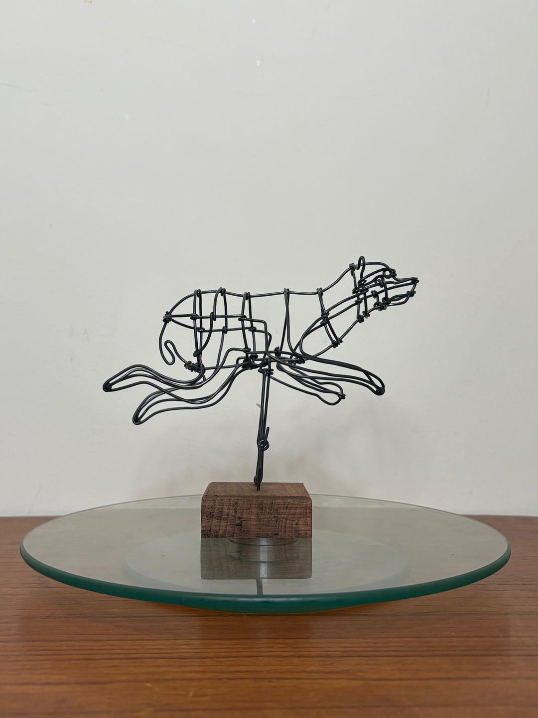 Hand-tied Steel Wire Swimming Bear Sculpture – Unique Wildlife Art ...