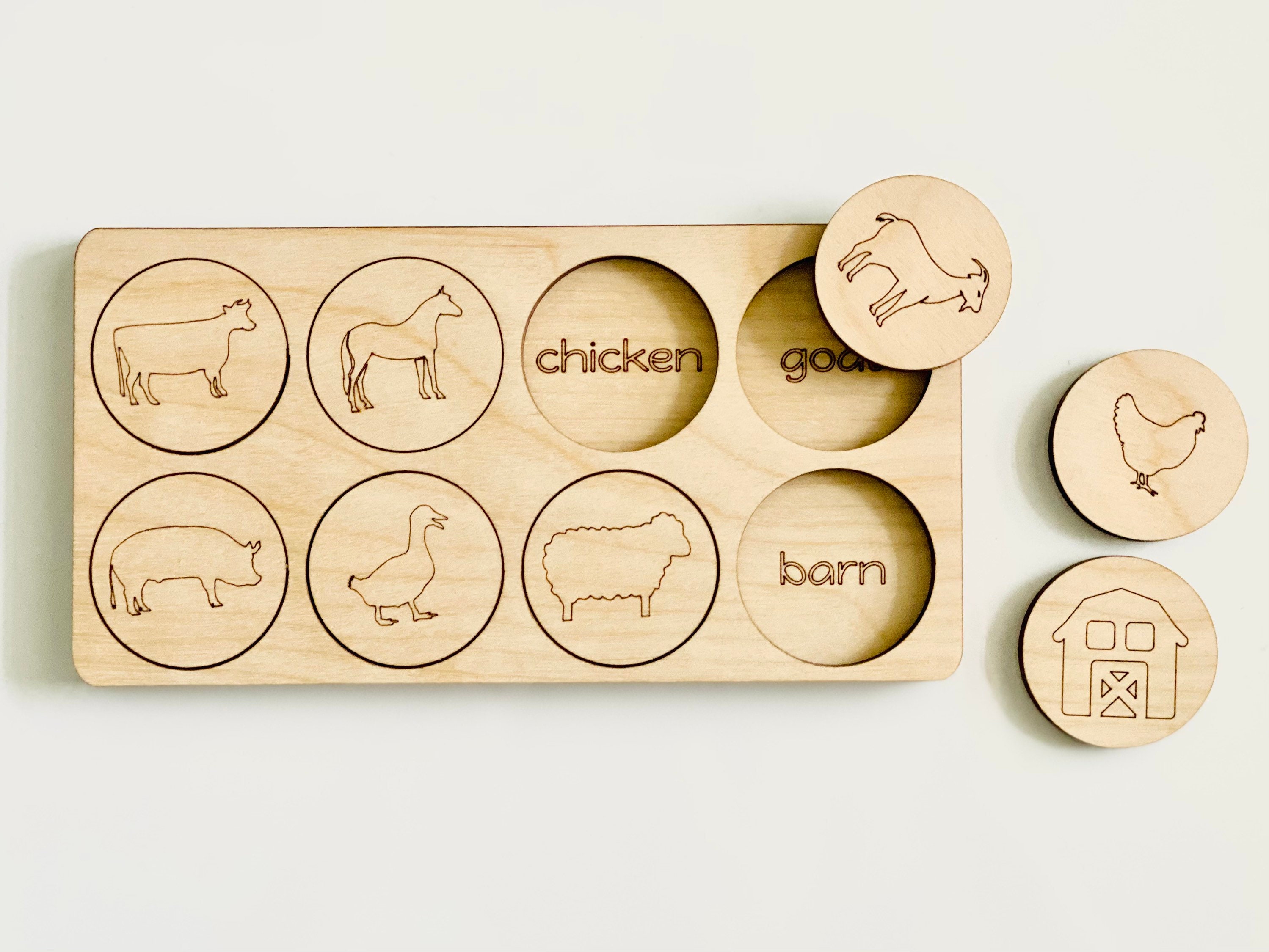 Montessori Puzzle Farm Animal Puzzle Spelling Puzzle | Etsy