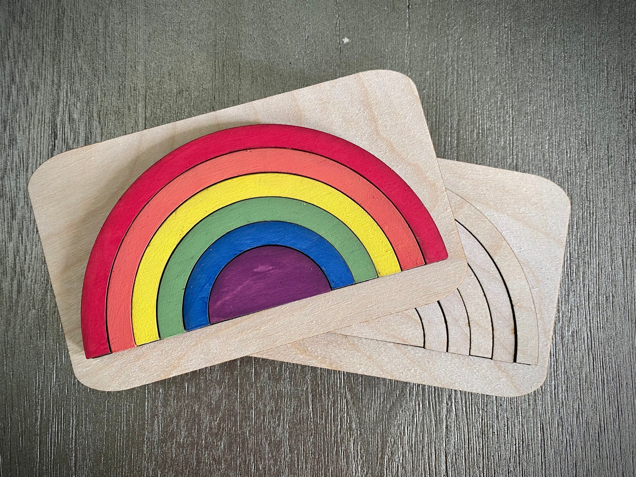 Rainbow Wooden Puzzle DIY Wood Puzzle DIY Rainbow Puzzle - Etsy