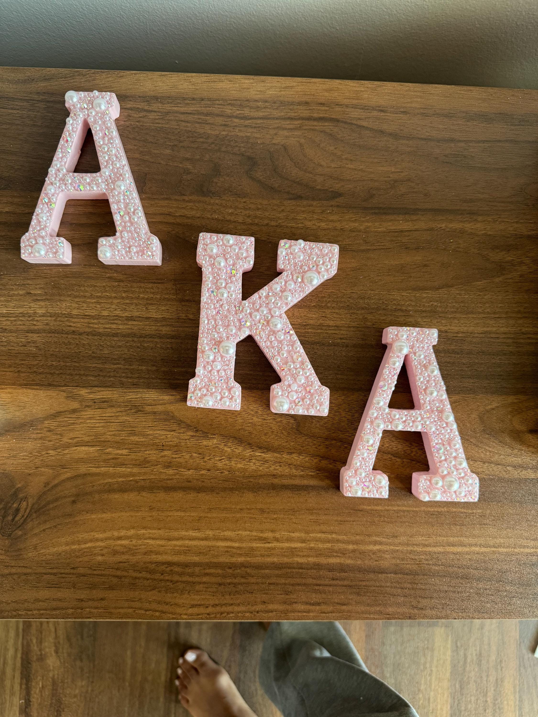 AKA Handmade Wooden Pearl and Stone Letters/ for Gifts, Baby Showers ...