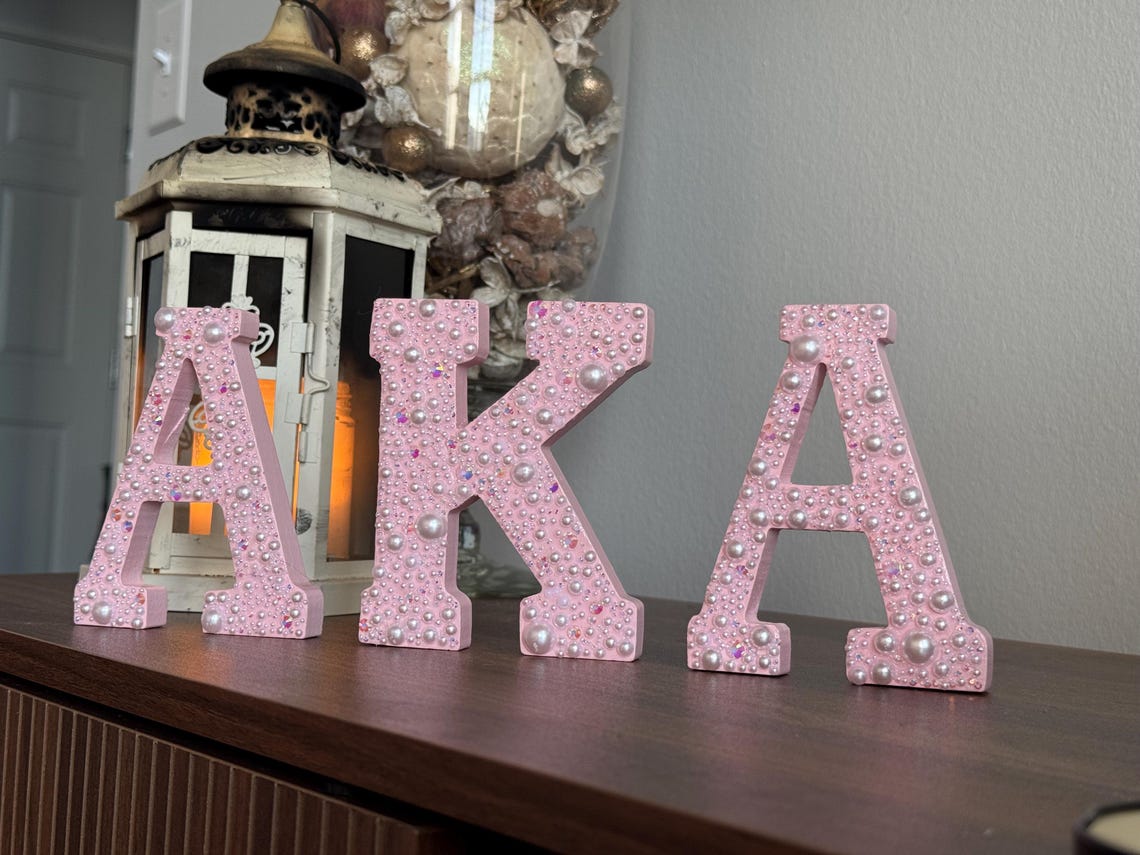 AKA Handmade Wooden Pearl and Stone Letters/ for Gifts, Baby Showers ...