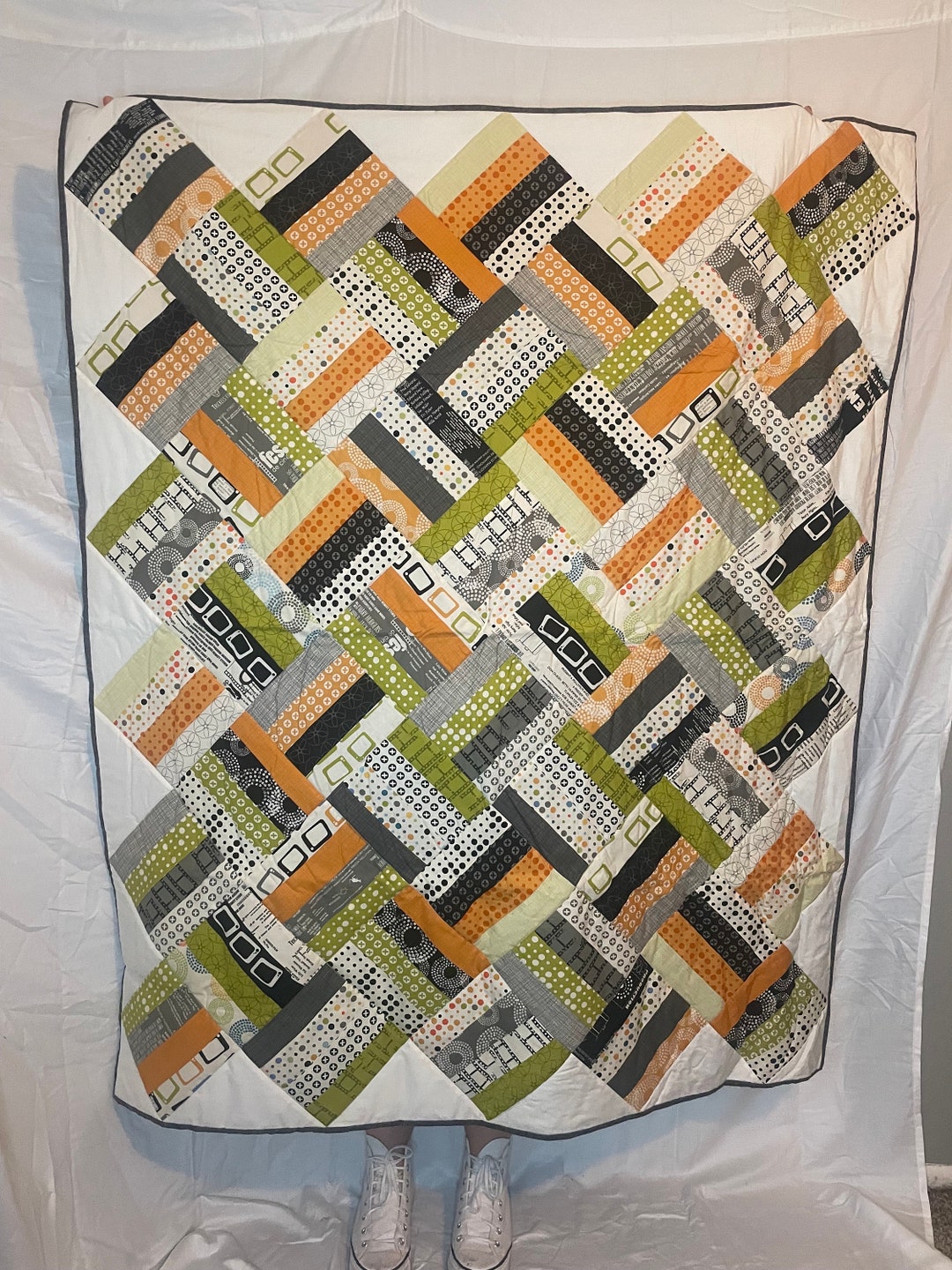 Retro Vibes Finished Quilt - Rail Fence Finished Quilt, Retro Inspired ...