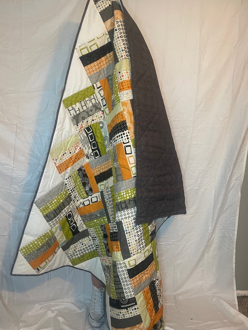 Retro Vibes Finished Quilt - Rail Fence Finished Quilt, Retro Inspired ...