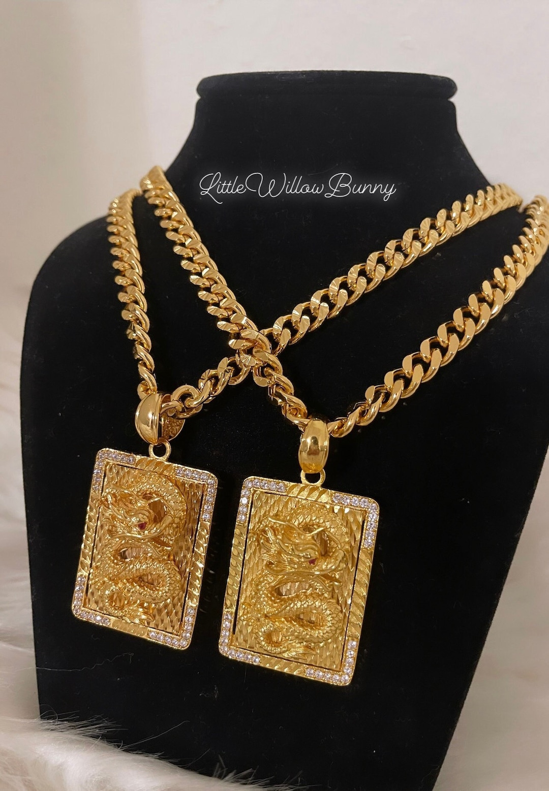 18K Gold Filled Dragon Necklacemen's Yellow Gold Dragon Pendant Women ...