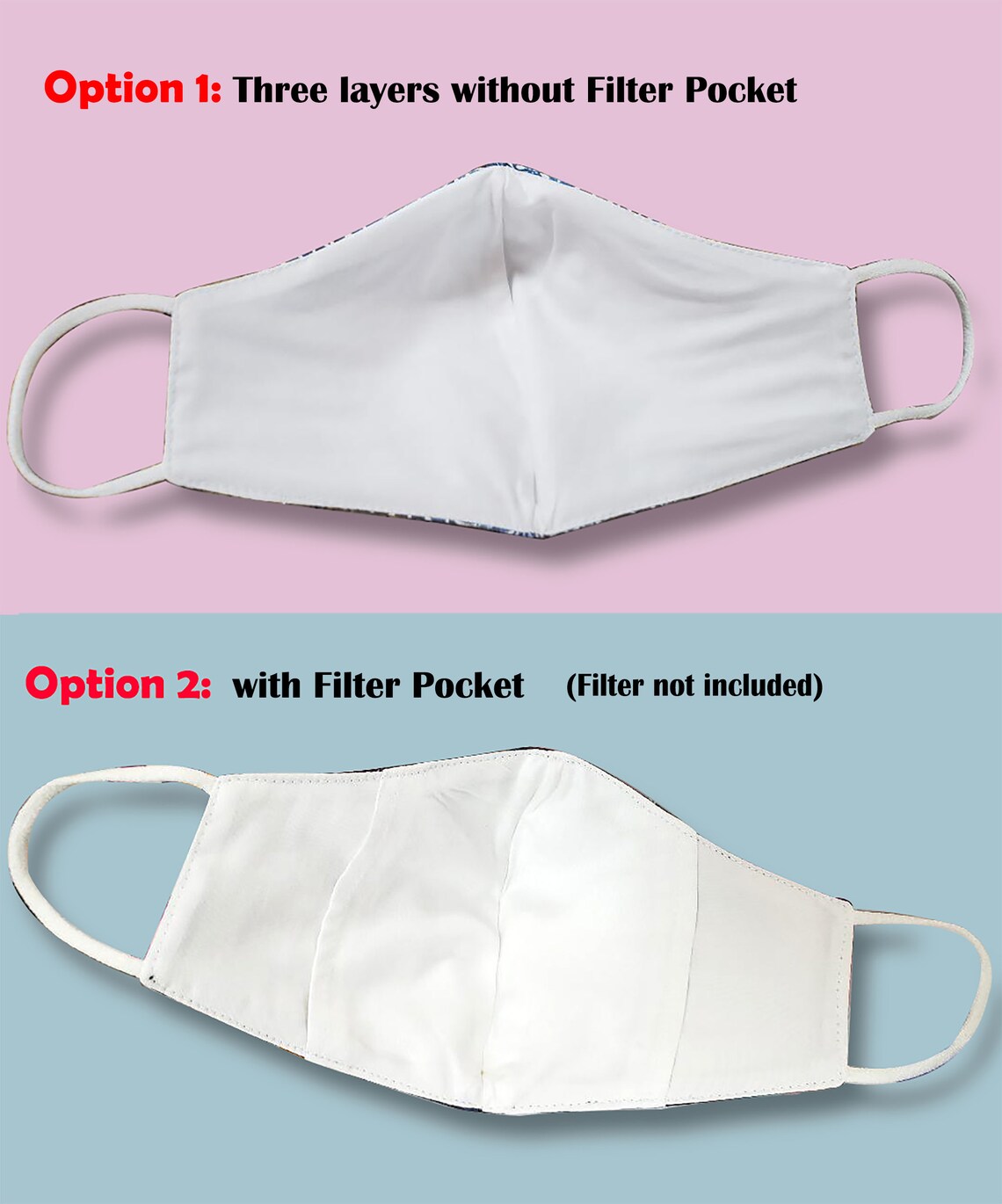 Face Mask Washable Solid Colors Filter Pocket Made in | Etsy