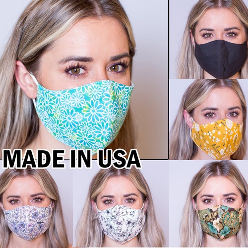 Face Mask Hand Made in USA Washable 100% Cotton Reuse | Etsy