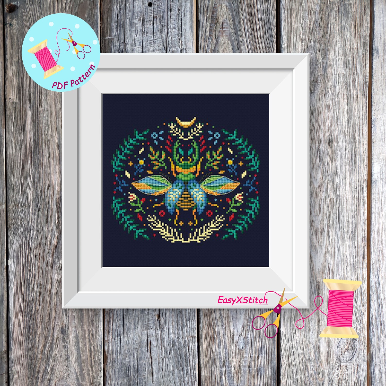 Insect Cross Stitch Pattern PDF Luna Moth Embroidery Magical Moth ...