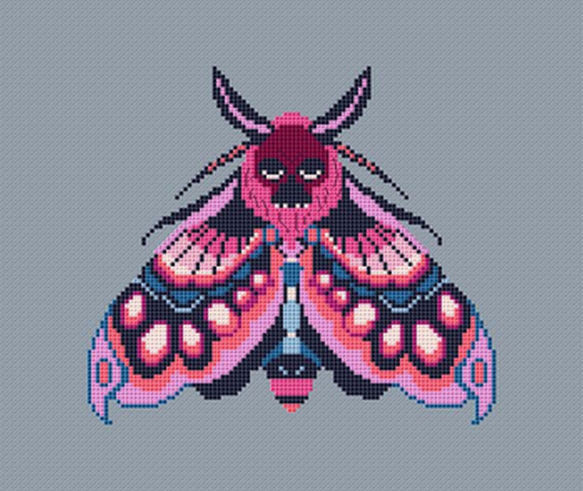 Moth Cross Stitch Pattern PDF Skull Moth Embroidery Magical | Etsy