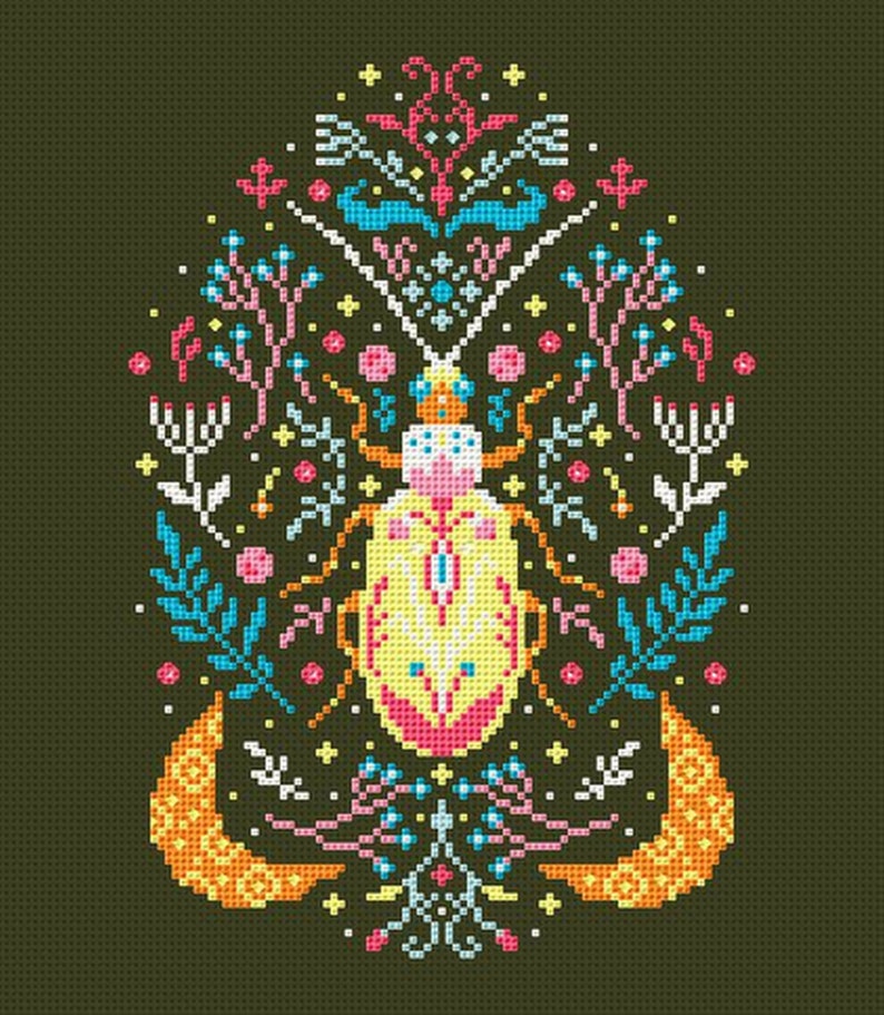 Insect Cross Stitch Pattern PDF Luna Moth Embroidery Magical - Etsy