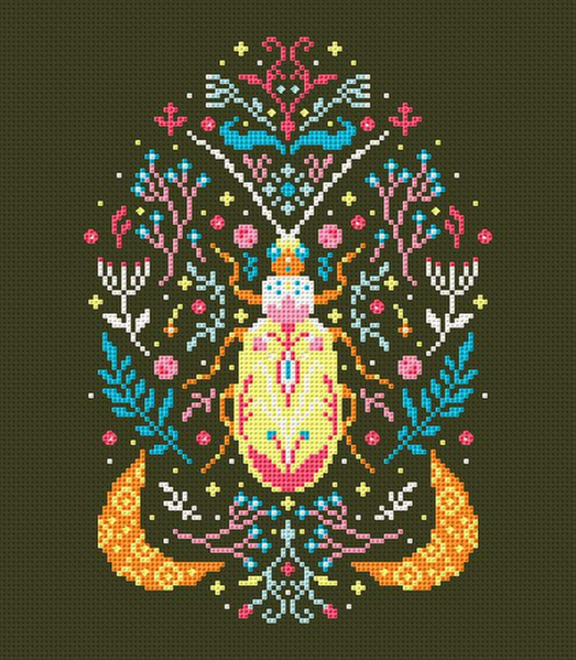 Insect Cross Stitch Pattern PDF Luna Moth Embroidery Magical - Etsy