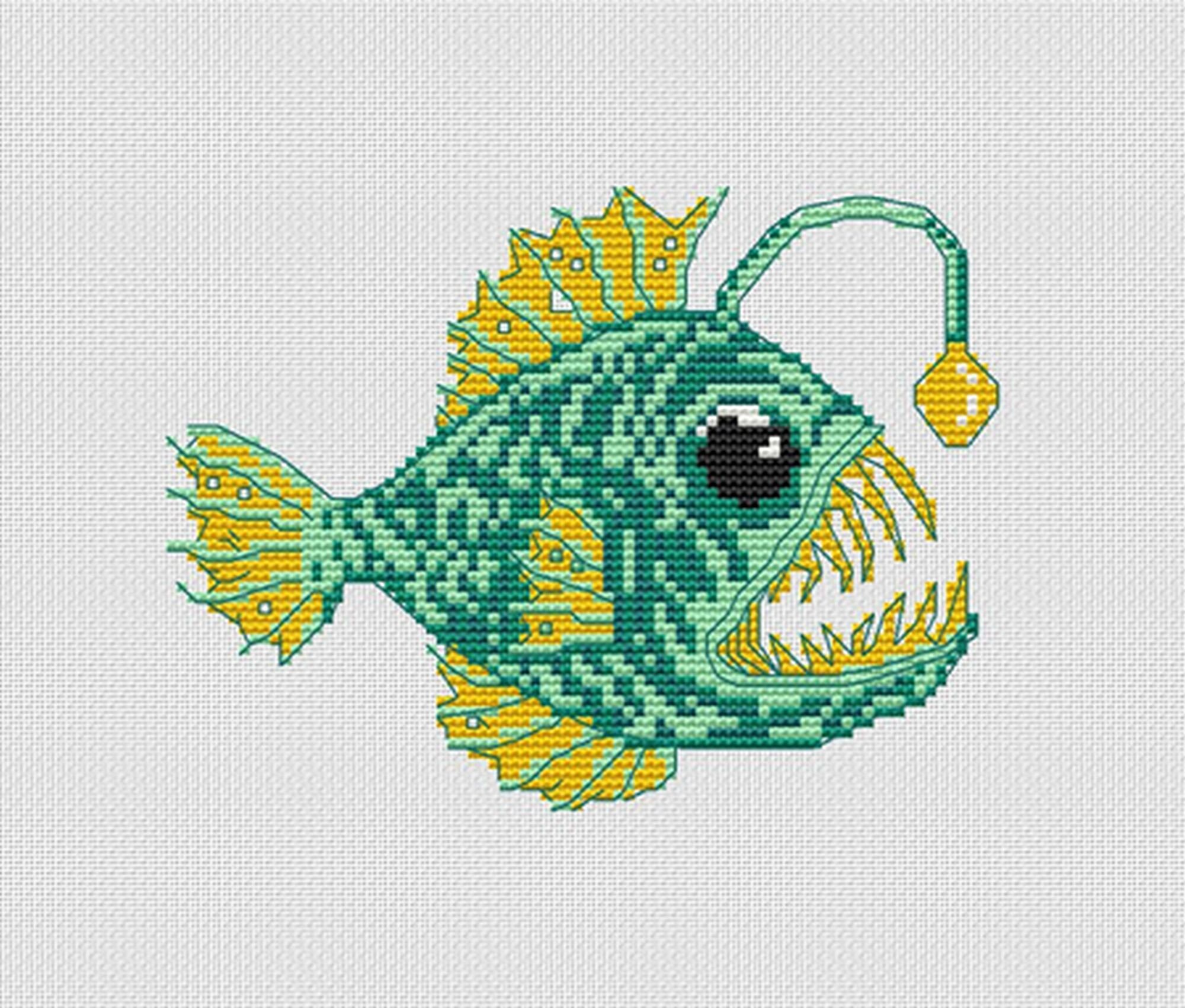 Angler Fish Cross Stitch Pattern Sea Monster Cross Stitch - Etsy