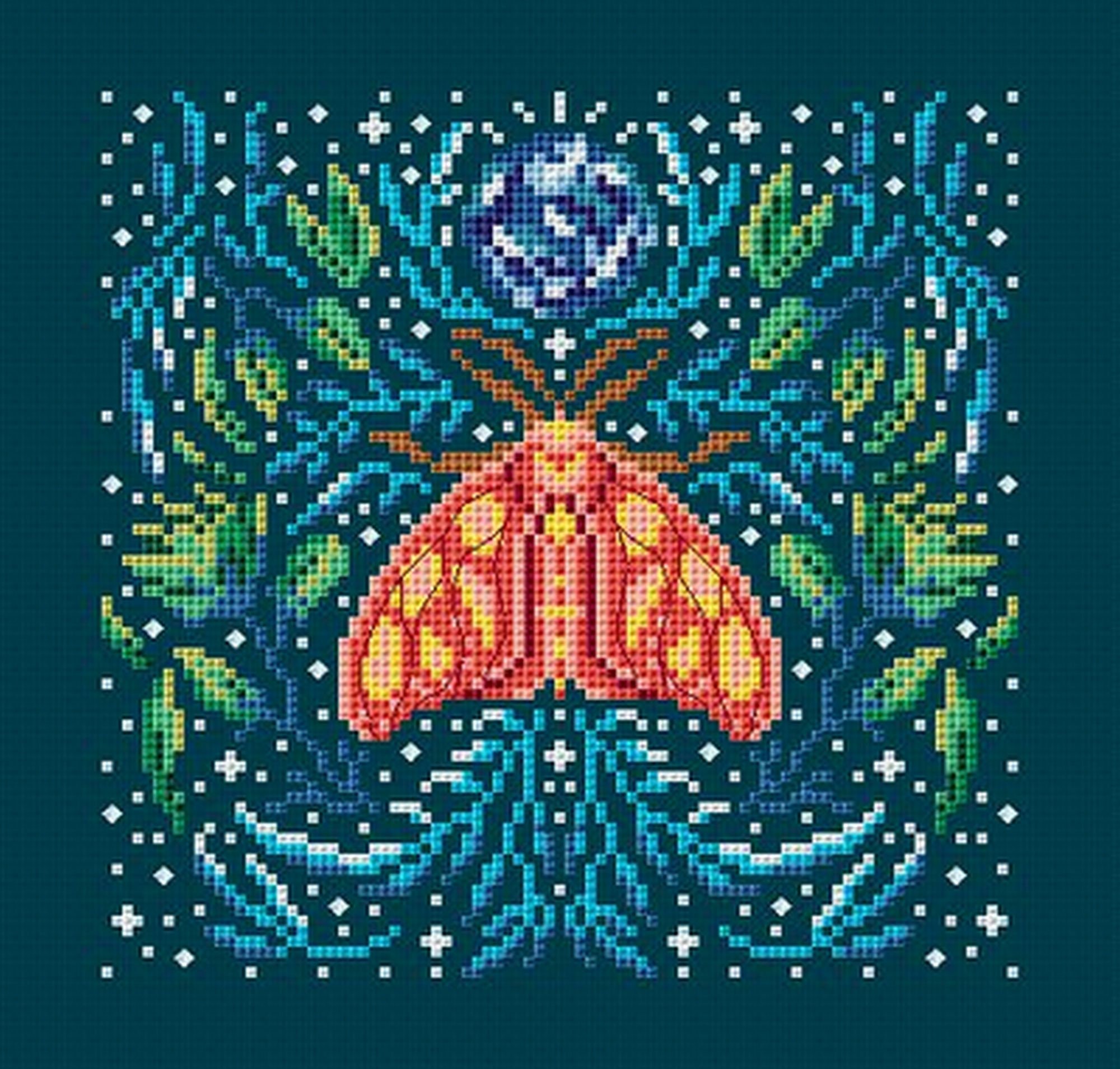 Moth Cross Stitch Pattern PDF Folk Flower Embroidery Gothic Cross ...