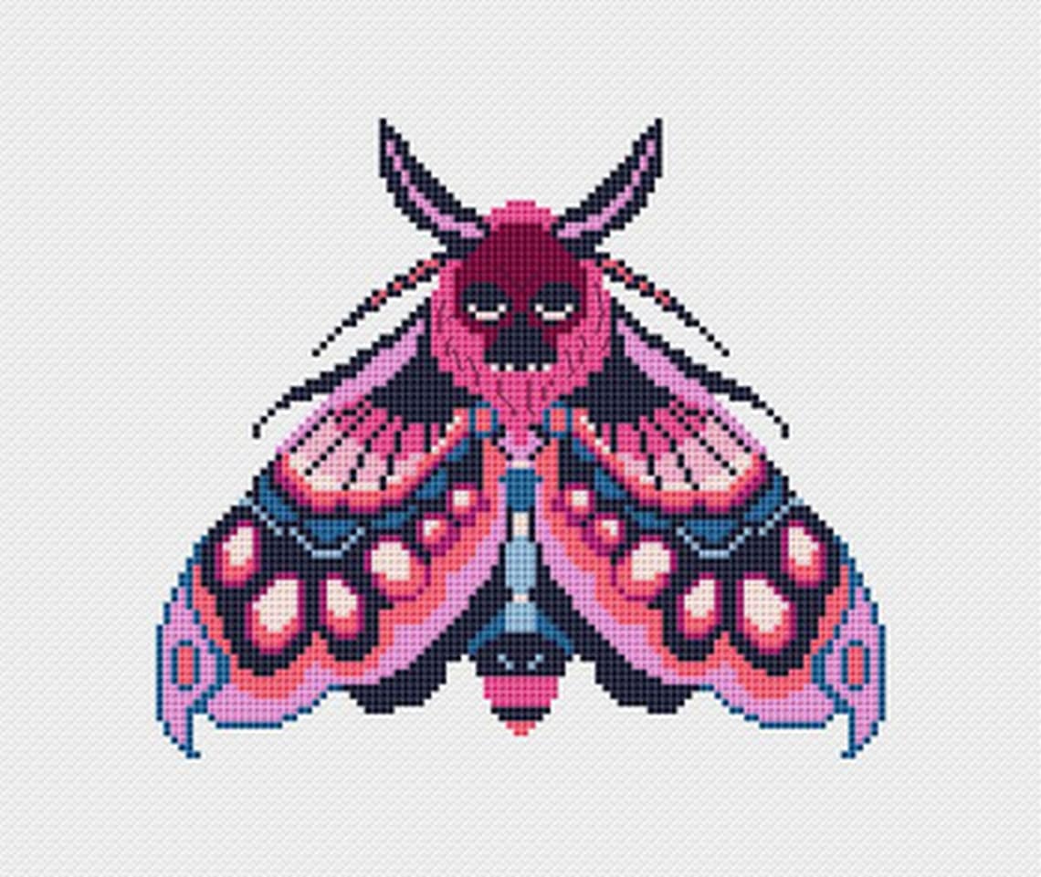 Moth Cross Stitch Pattern PDF Skull Moth Embroidery Magical | Etsy