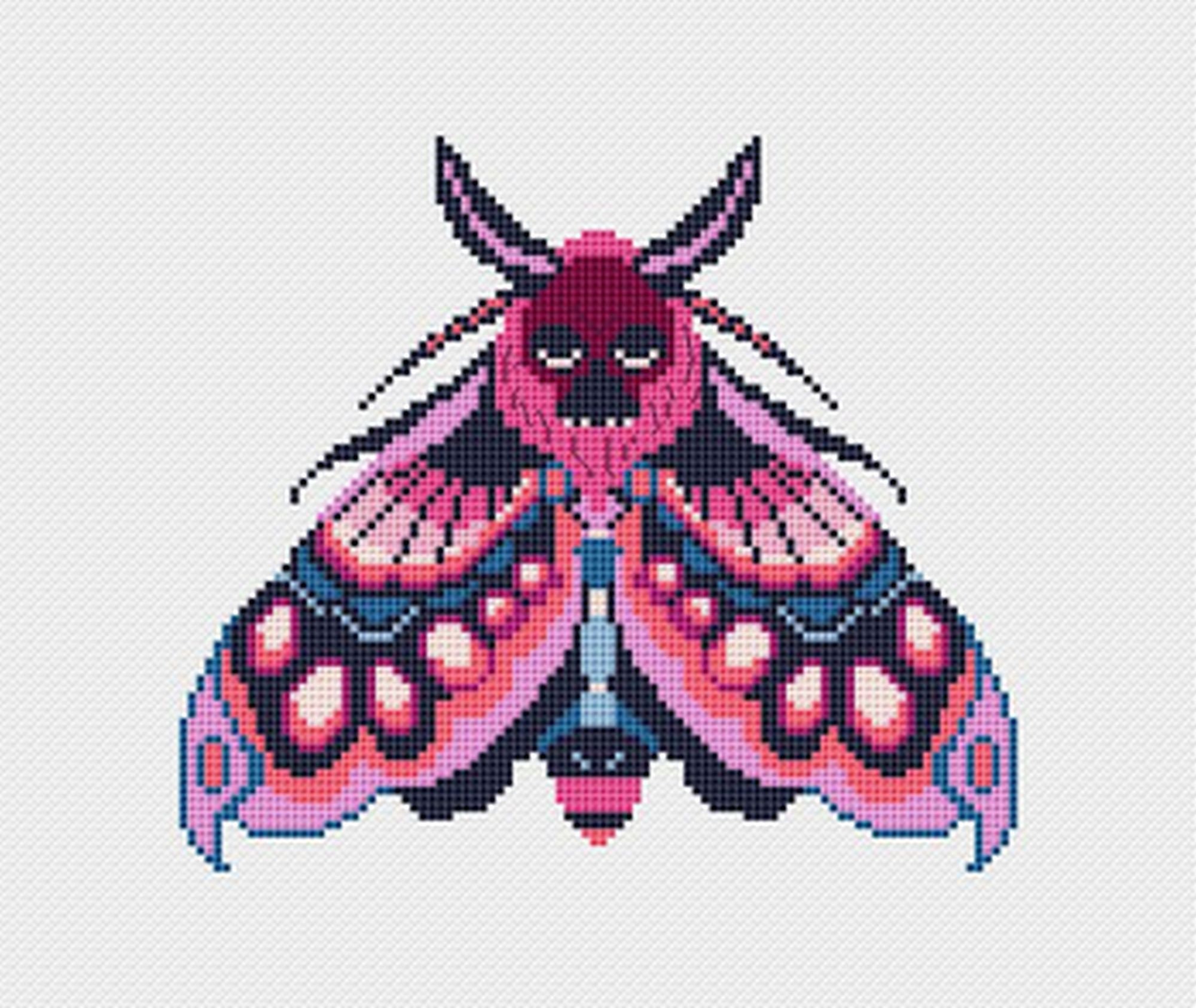 Moth Cross Stitch Pattern PDF Skull Moth Embroidery Magical | Etsy