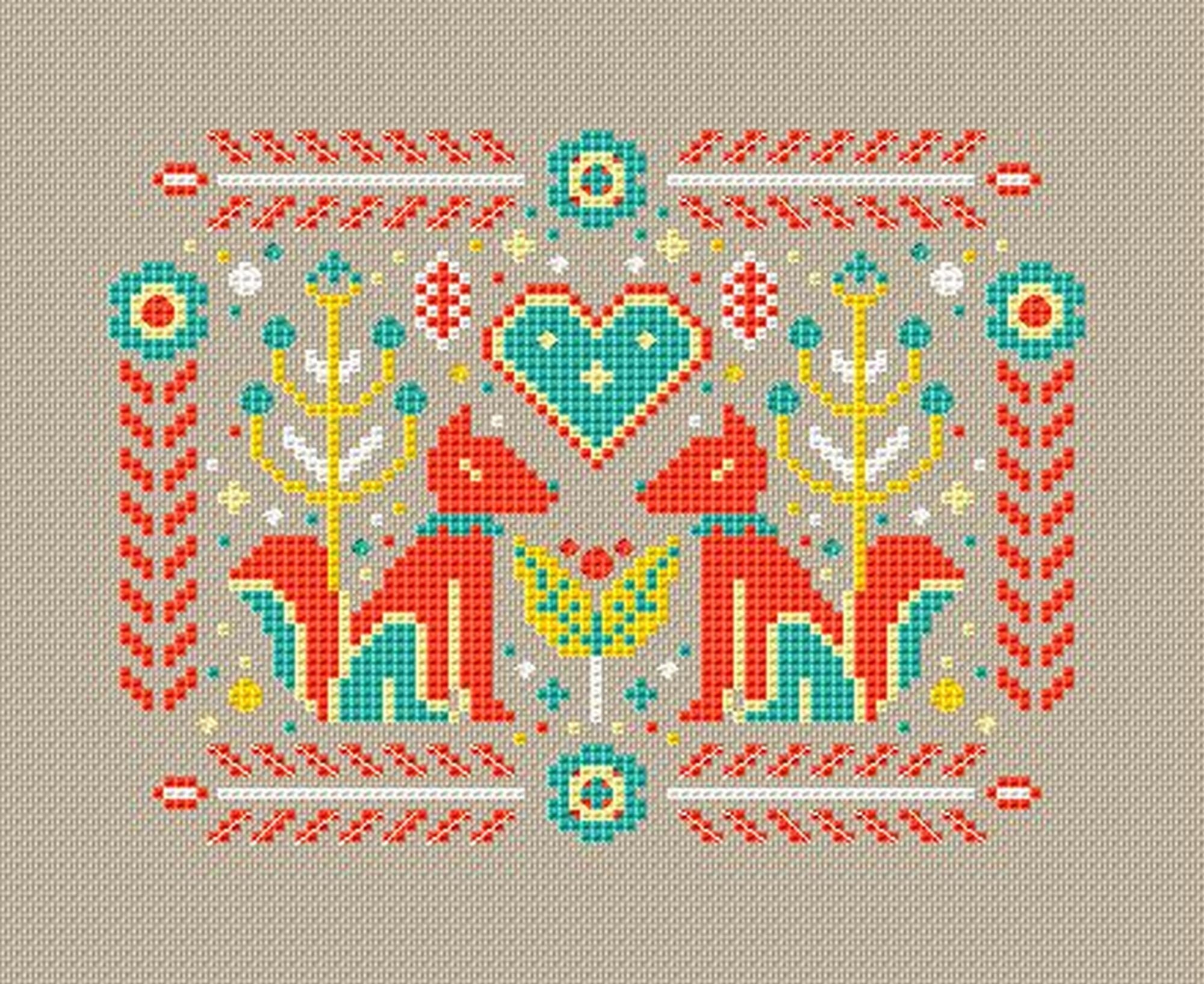 Scandinavian Cross Stitch Pattern PDF Folk Flower Embroidery Nordic ...