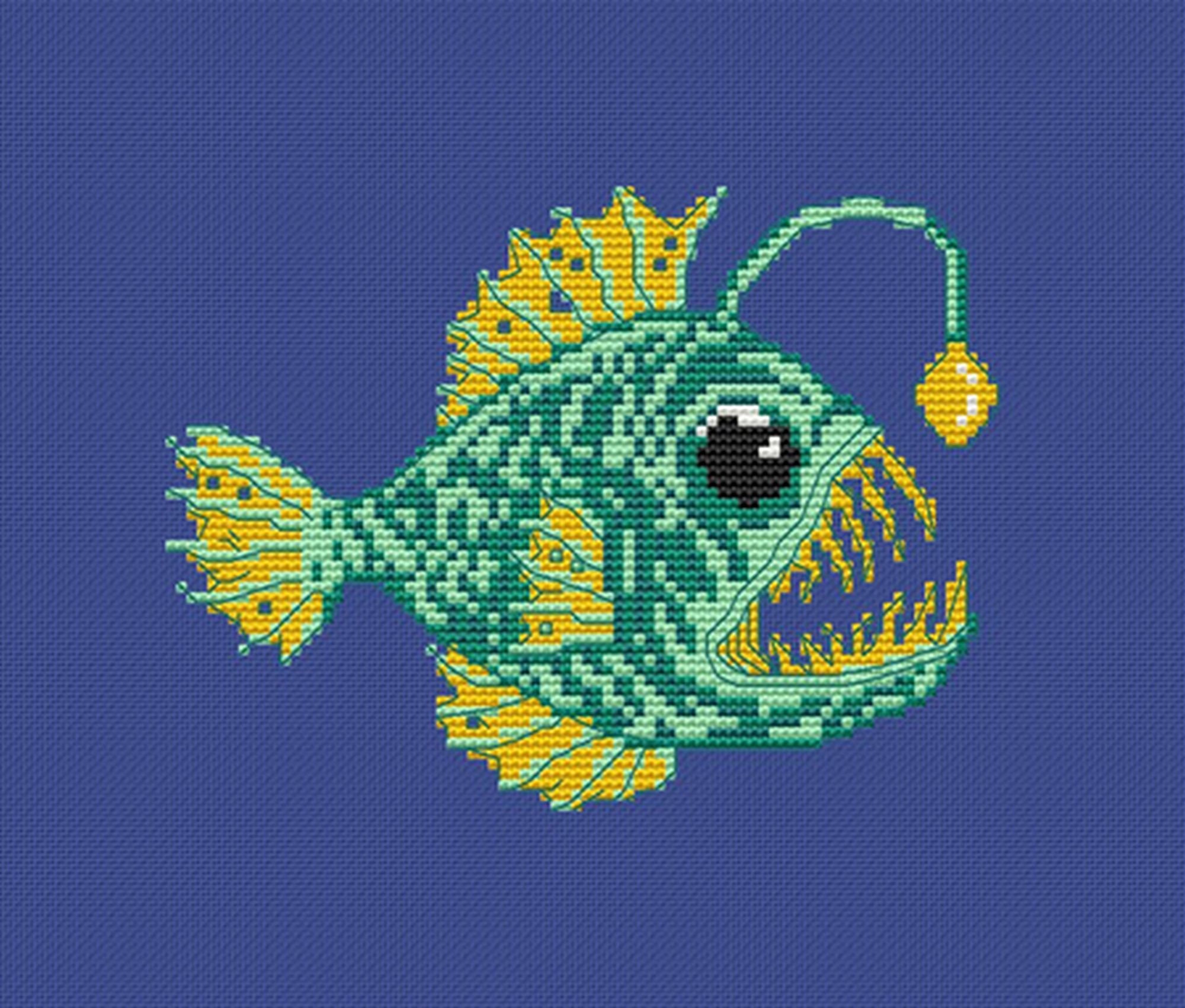 Angler Fish Cross Stitch Pattern Sea Monster Cross Stitch - Etsy