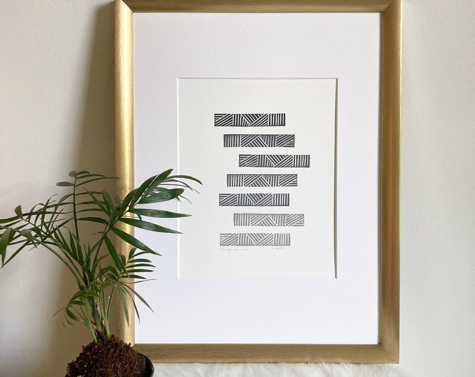 Block Print Minimalist Art Abstract Art Mid-century - Etsy