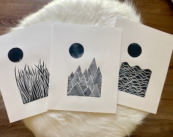 Block Print Minimalist Art Abstract Art Mid-century | Etsy