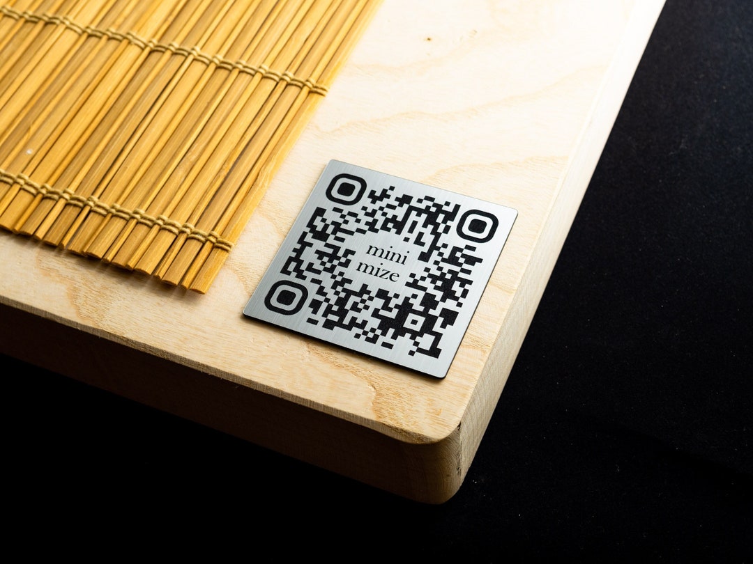 Custom QR Signs 2.5" / 63mm: Set of 10 Metallic Brushed Silver QR Code ...