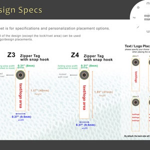 Set of 5 - Personalized Zipper Name Tag Charms With Snap Hook for ...