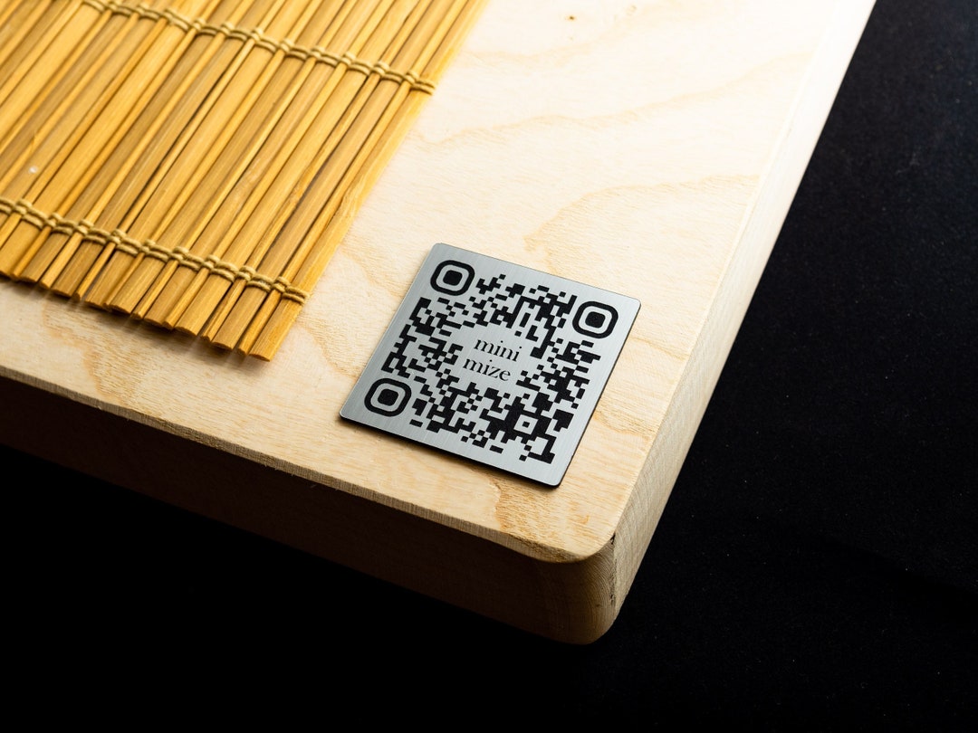 Metallic Acrylic QR Code Sticker Tags - 2" (50mm) Square Set - Brushed ...