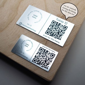 Set of 4x2 Inches Business QR Code Menu Tags, Custom Design With Logo ...