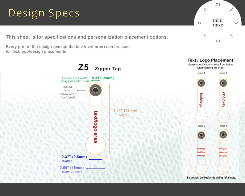 Custom Tags for Large Zipper Pulls Set of 5 18 Color - Etsy
