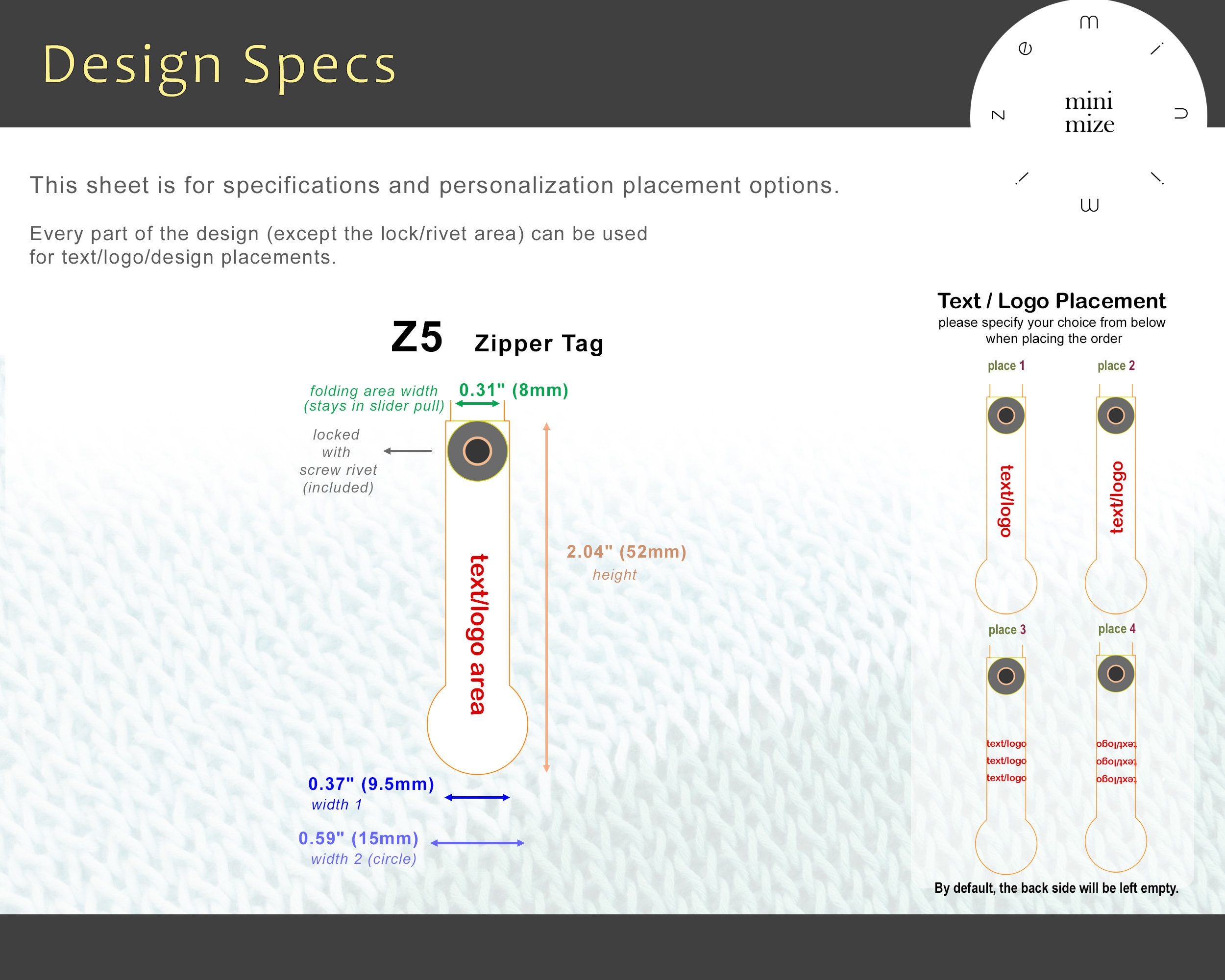 Custom Tags for Large Zipper Pulls Set of 5 18 color | Etsy