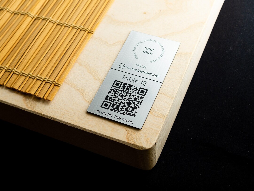 Set of 4x2 Inches Business QR Code Menu Tags, Custom Design With Logo ...