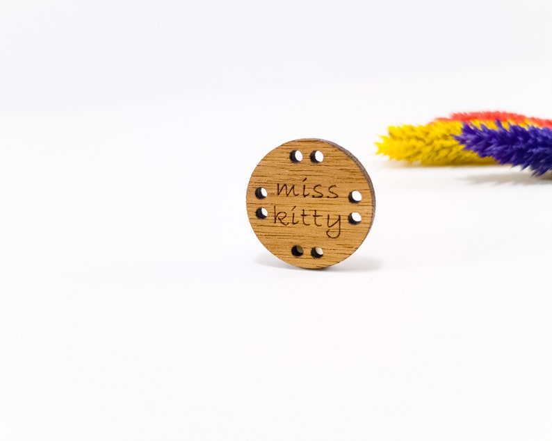 Custom Circle Wooden Tags: Sew-on Logo Labels for Knitwear - Etsy