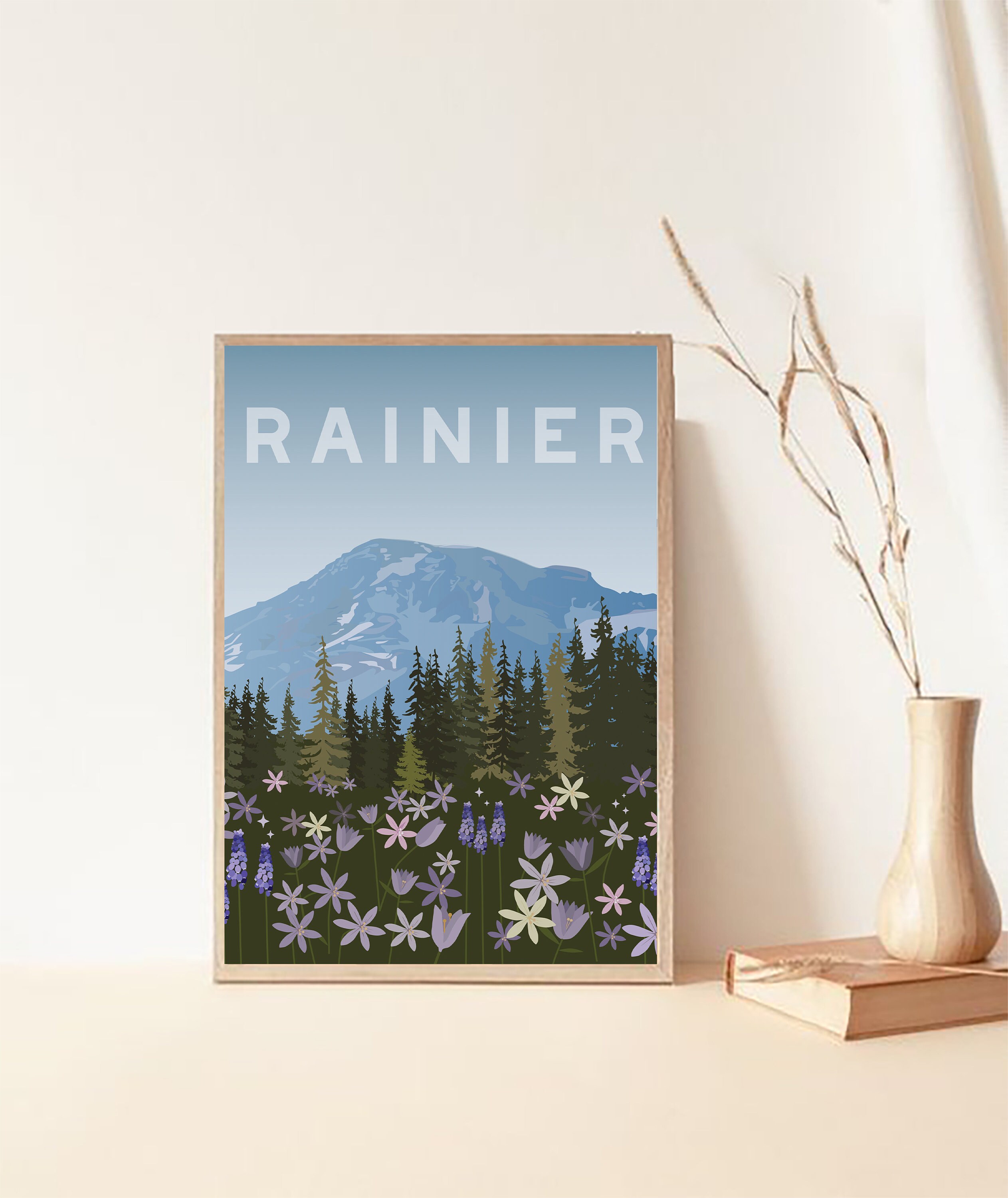 PNW Wall Decor PNW Wall Art Rainier Washinton Print Seattle | Etsy