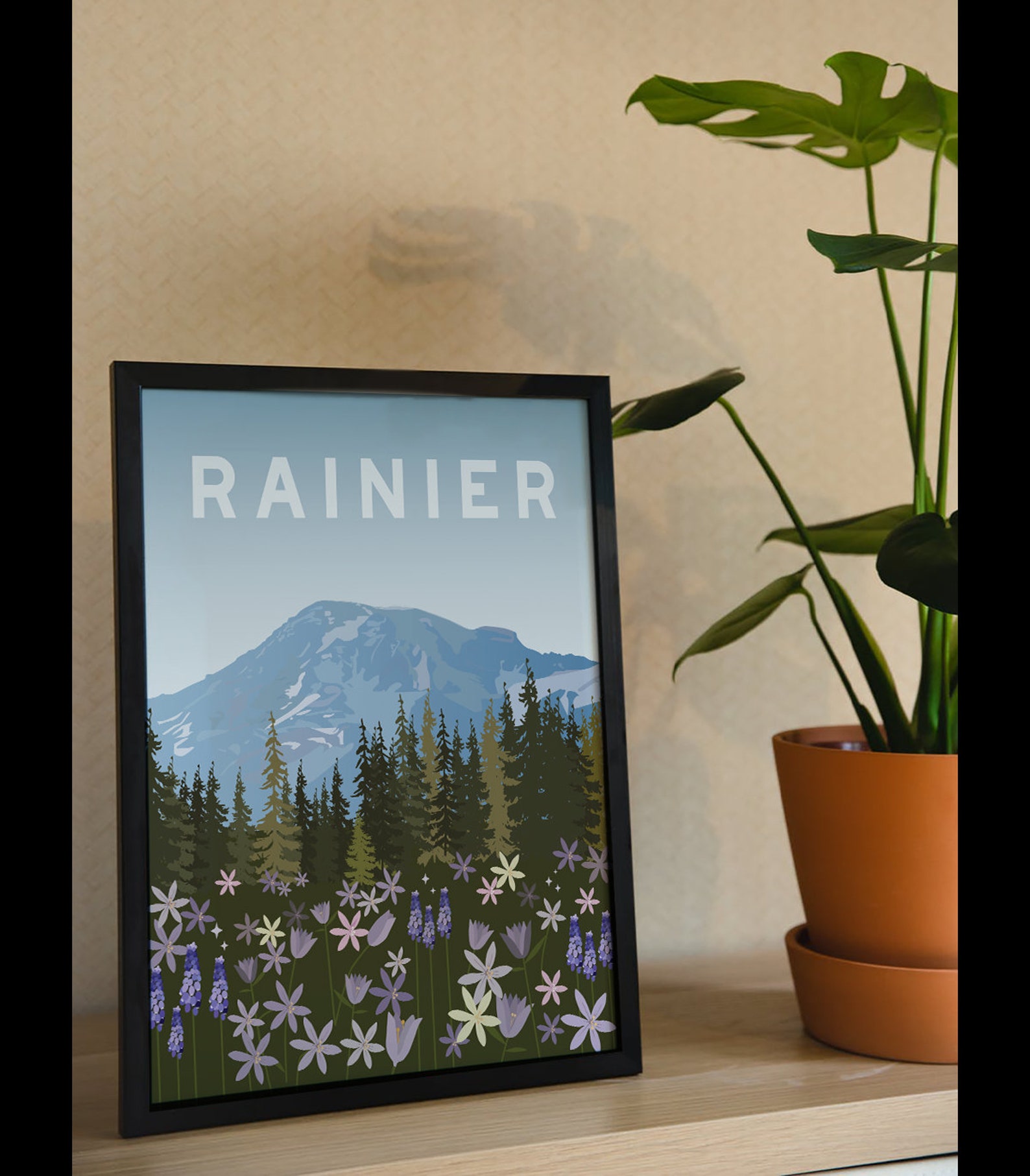 PNW Wall Decor PNW Wall Art Rainier Washinton Print Seattle | Etsy