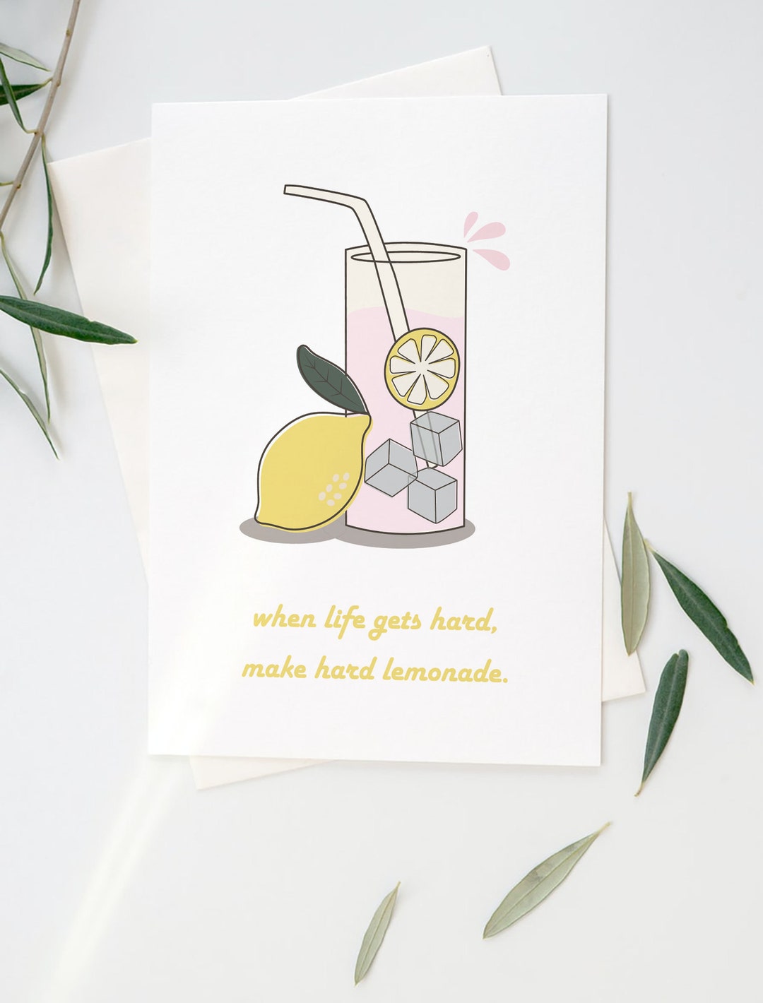 Hard Lemonade Card, Get Better Card, Funny Saying Card, Minimalistic ...