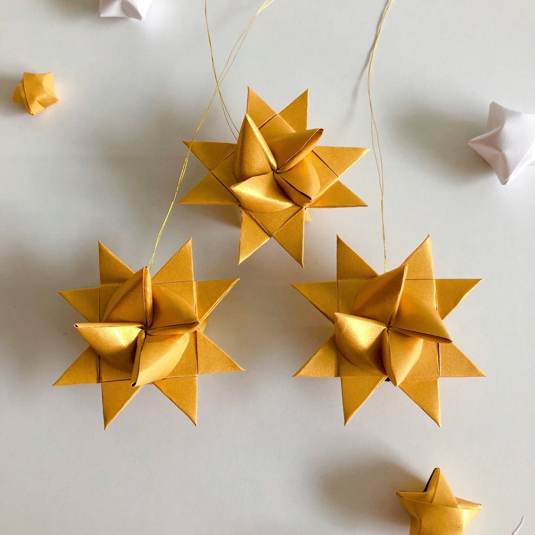 Gold Paper Christmas Stars, Froebel Stars, Moravian Stars, Paper Stars ...